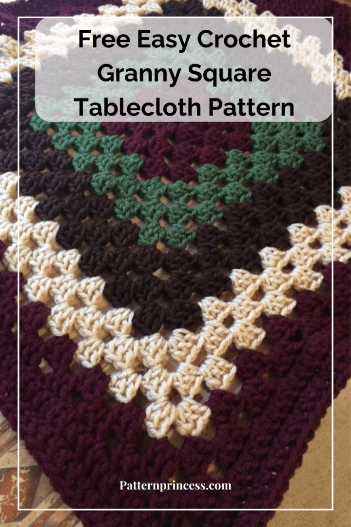 Free Easy Crochet Granny Square Tablecloth Pattern - Pattern Princess