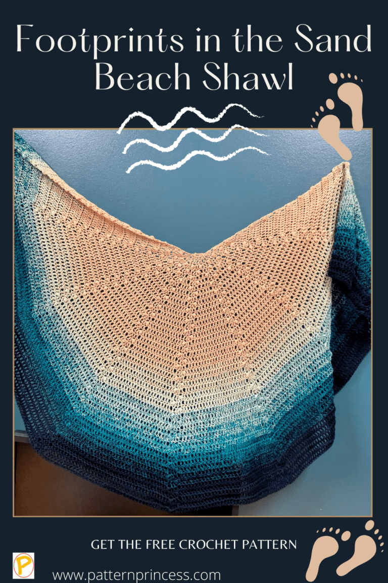 Footprints in the Sand Beach Semi-Circle Crochet Shawl - Pattern Princess