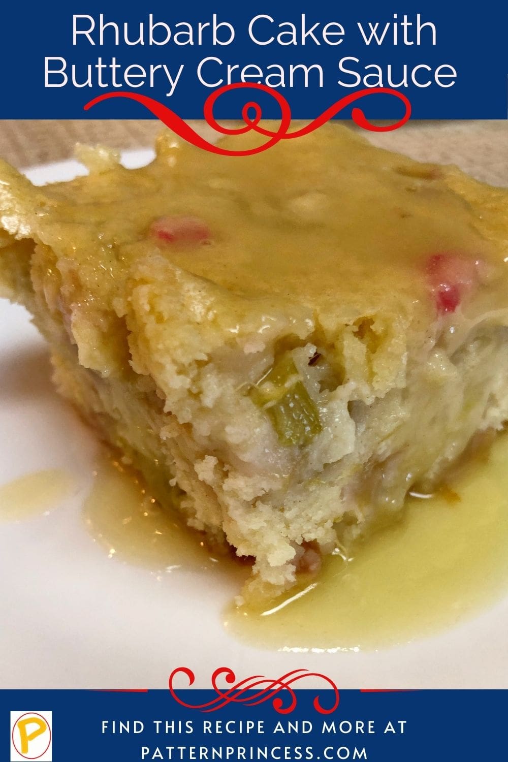 Rhubarb Cake with Buttery Cream Sauce - Pattern Princess
