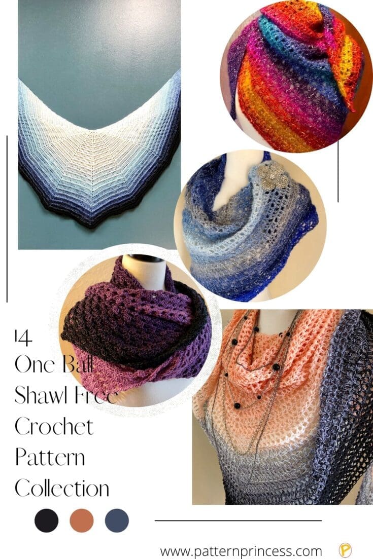 14 One Ball Shawl Free Crochet Pattern Collection - Pattern Princess