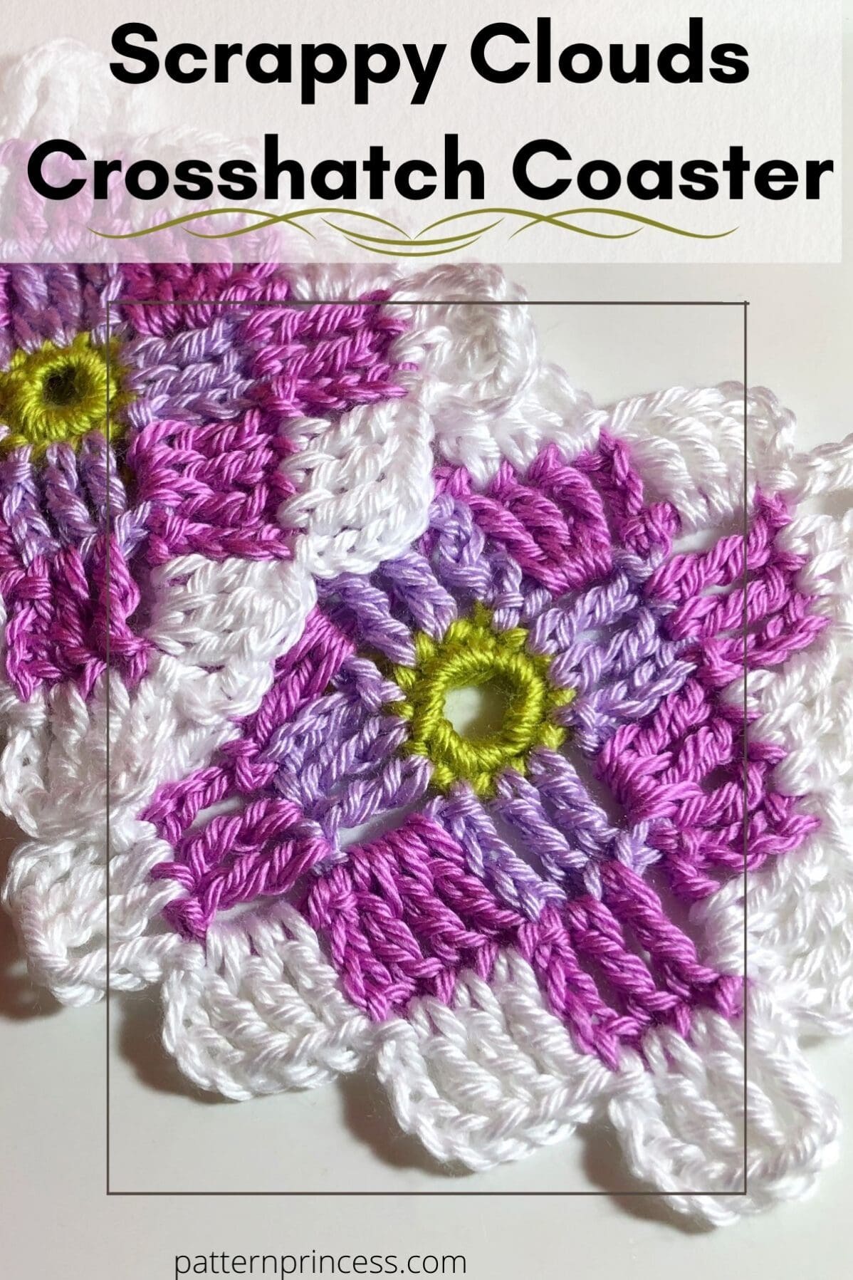 Scrappy Clouds Crosshatch Coaster - Pattern Princess