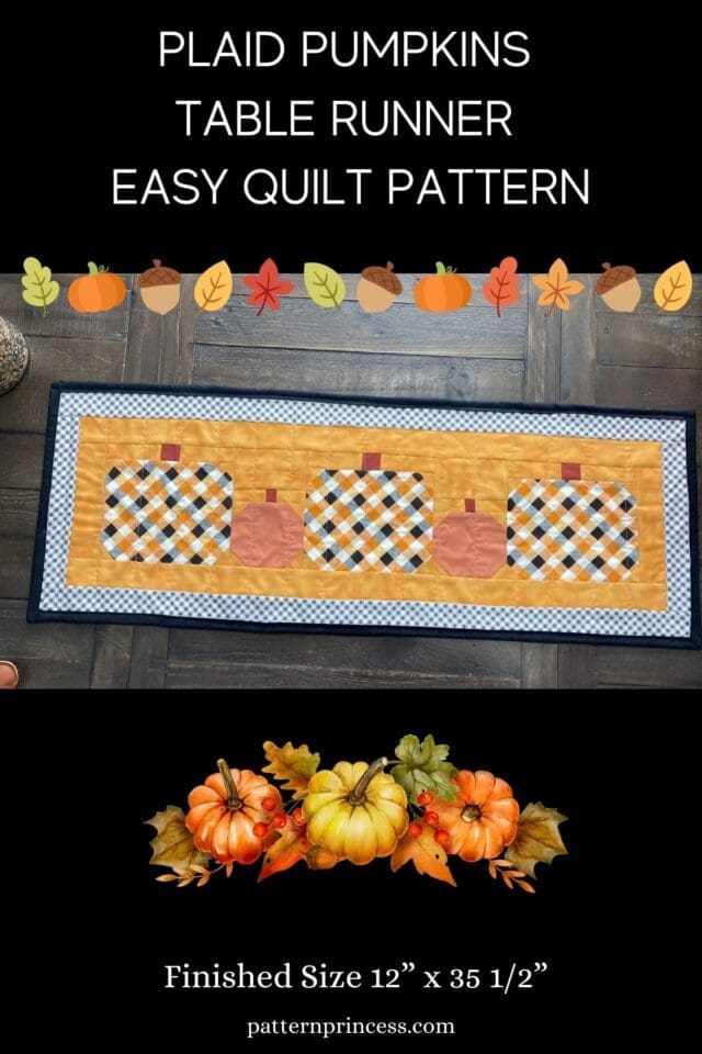 Plaid Pumpkins Table Runner Easy Quilt Pattern - Pattern Princess