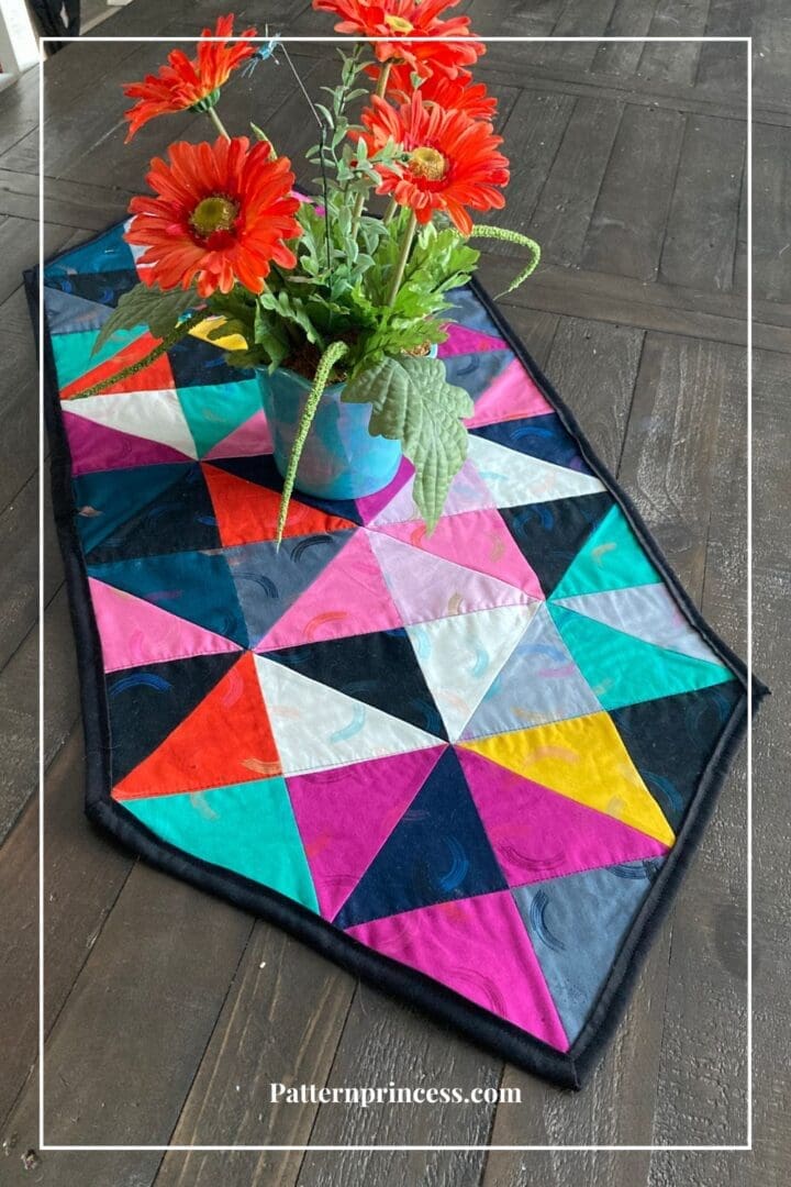 Colorful Scrappy Hourglass Table Runner Pattern - Pattern Princess