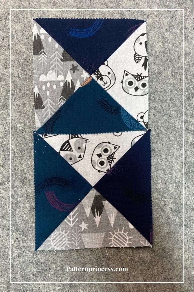 4 At a Time Easy Hourglass Quilt Block Tutorial - Pattern Princess