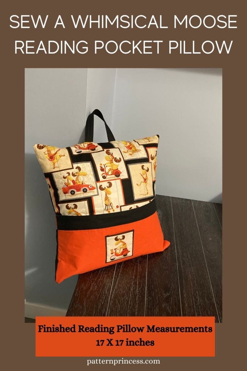 Sew a Whimsical Moose Reading Pocket Pillow - Pattern Princess