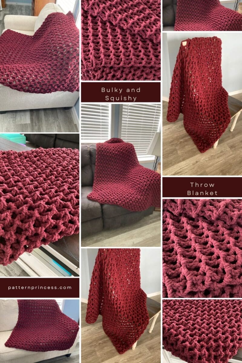 Puffy and Dreamy Chunky Crochet Throw Blanket Pattern - Pattern Princess