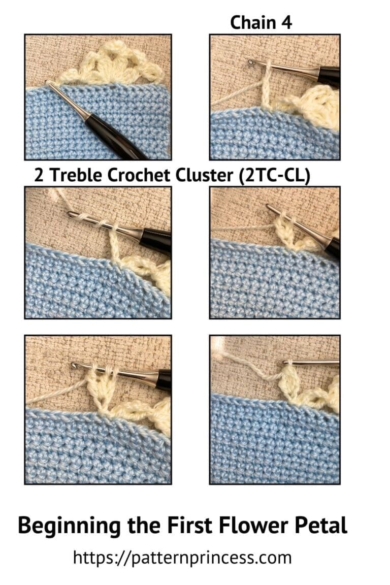 Crochet Daisy Scallop Floral Border Pattern - Pattern Princess