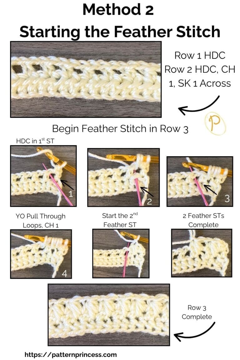 How to Crochet Feather Stitch: Free Step-by-Step Tutorial - Pattern Princess
