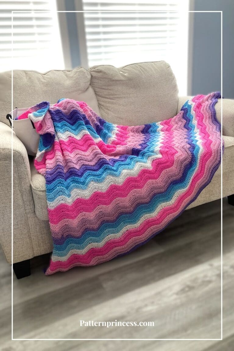 Easy Crochet Ripple Blanket: Wavy Berry Bliss Throw - Pattern Princess