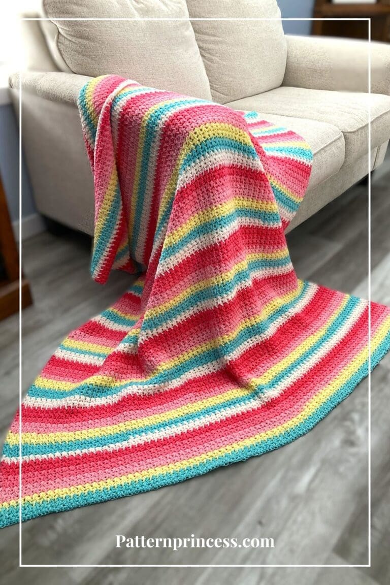 Bright Pastel Textured Crochet Throw Blanket – 8 Sizes - Pattern Princess